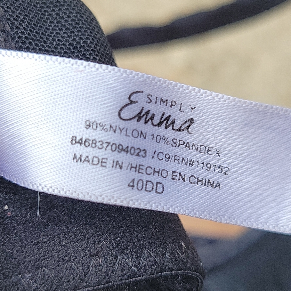 Simply Emma 40dd Black Underwire Lined Cups - Gem